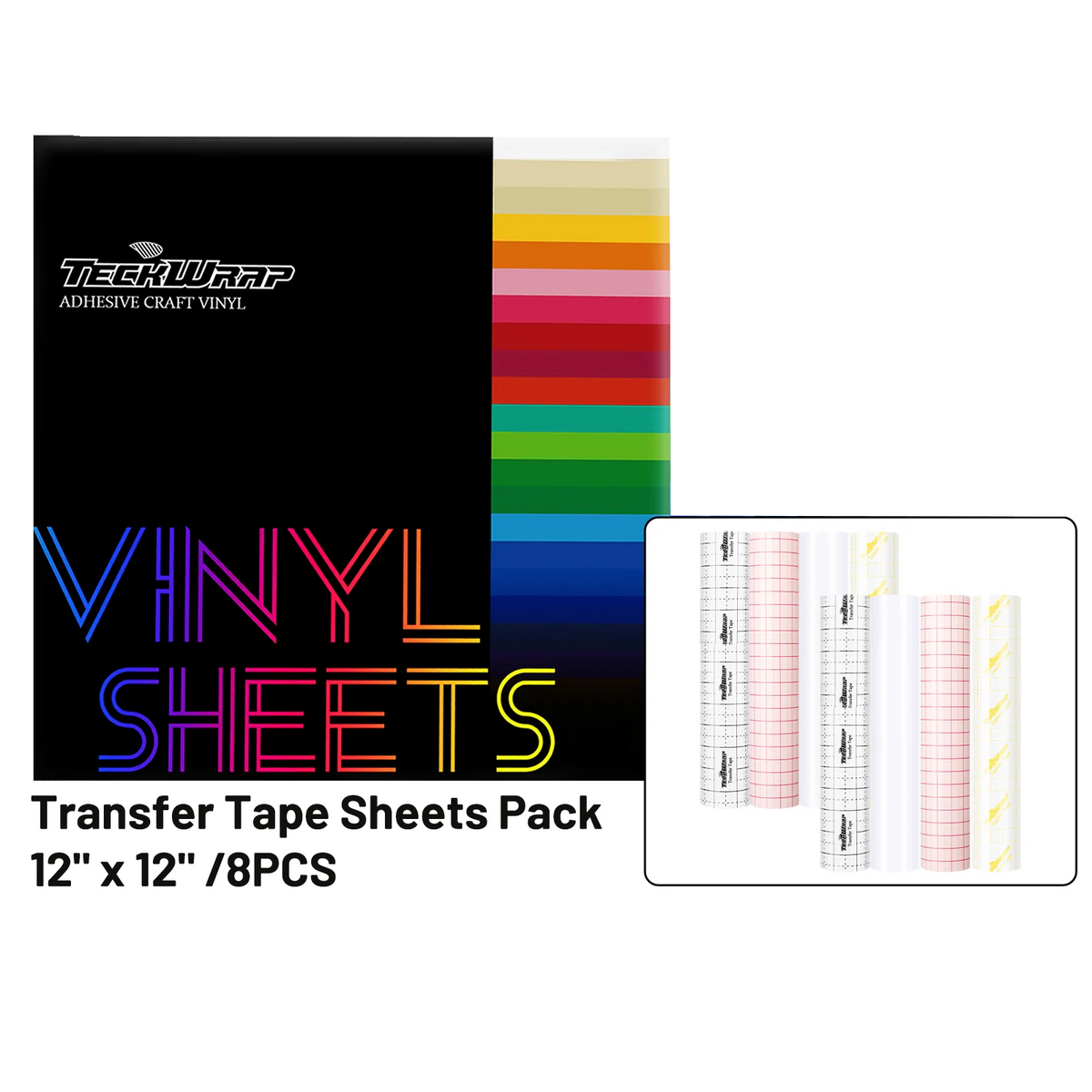 Assorted Transfer Tape Vinyl Sheets Pack 8PCS – TeckWrap Craft Europe