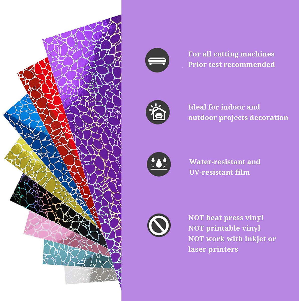 Holographic Adhesive Vinyl Cobblestone Pattern 8 Sheets in a pack ...